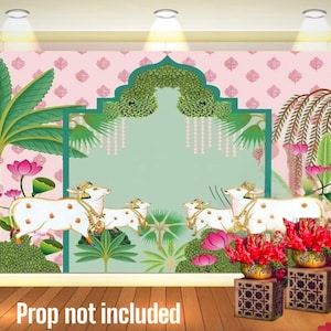Pichwai Cow Backdrop: Indian Pooja Decor-lotus Design-indian ...