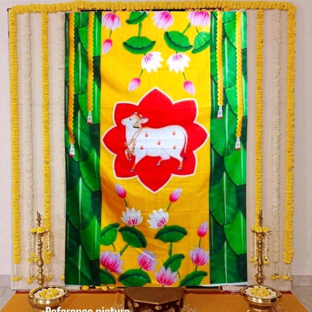 Pichwai Cow Backdrop Curtain,indian Traditional Backdrop,indian ...