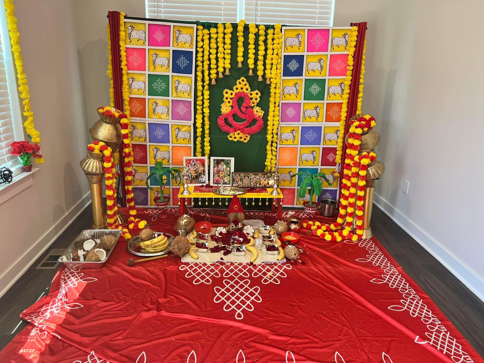 Rangoli Kolam Backdrop Green/red Muggu Backdrop|traditional Indian ...