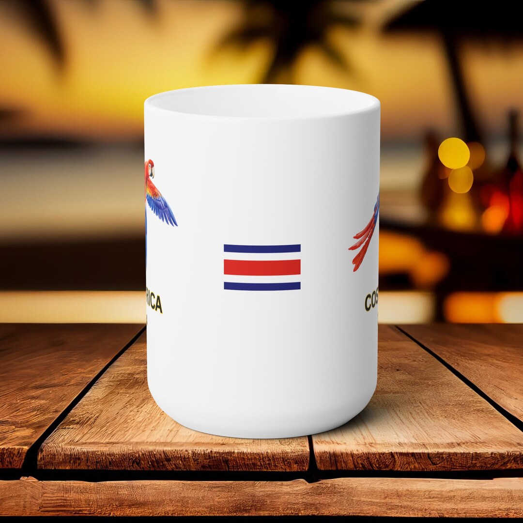Costa Rica 2024 White 15oz Coffe Mug With Scarlet Macaw. Great Gift for ...