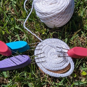 Cordelia I-cord Tool: BLUE Three Needle Hand Tool, Knit Crochet Cord ...