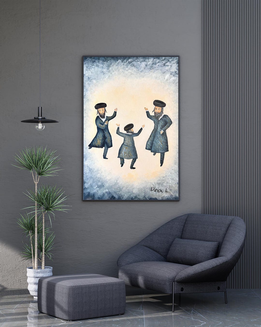 Original Jewish Art, Hasidic Dance, Torah Scroll, Acrylic Painting ...