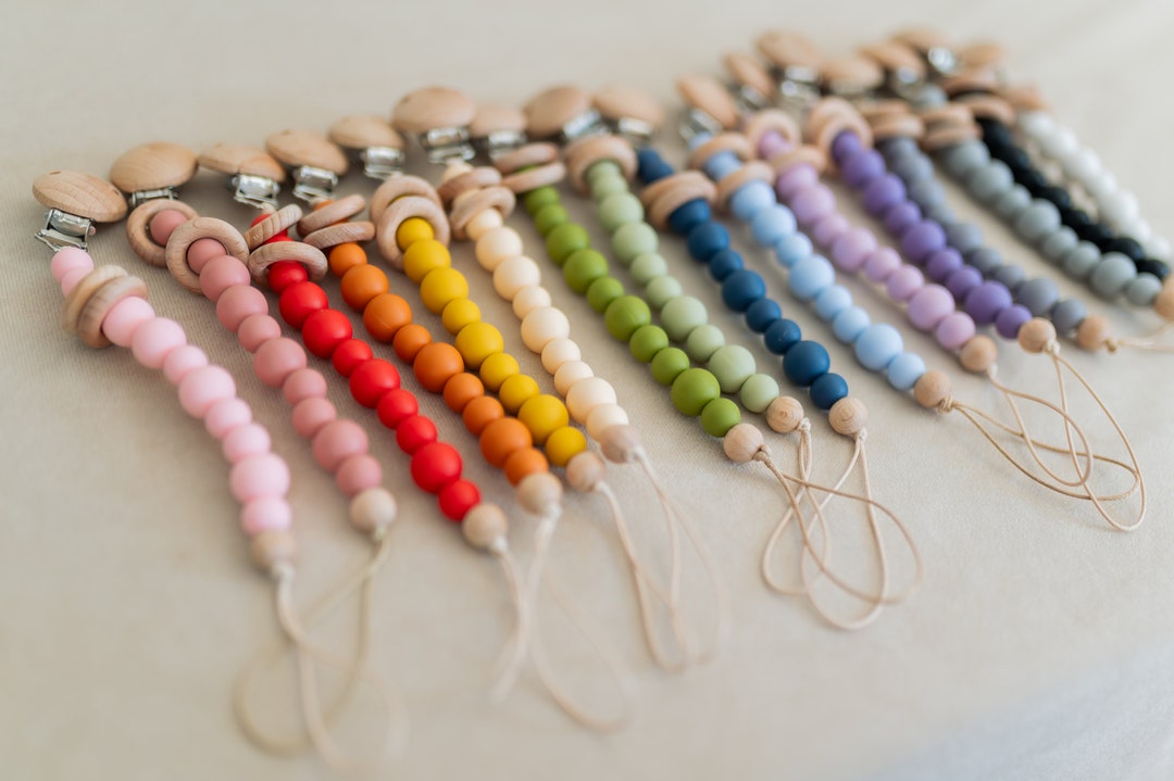 Silicone Bead Pacifier Clip, Pacifier Clip Gift for Baby Shower Baby ...