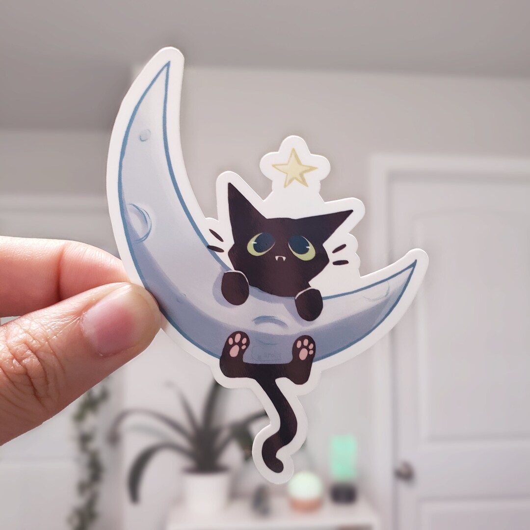 Shoepire in the Moon Vinyl Sticker - Cat Sticker - Cute Kitty Sticker ...