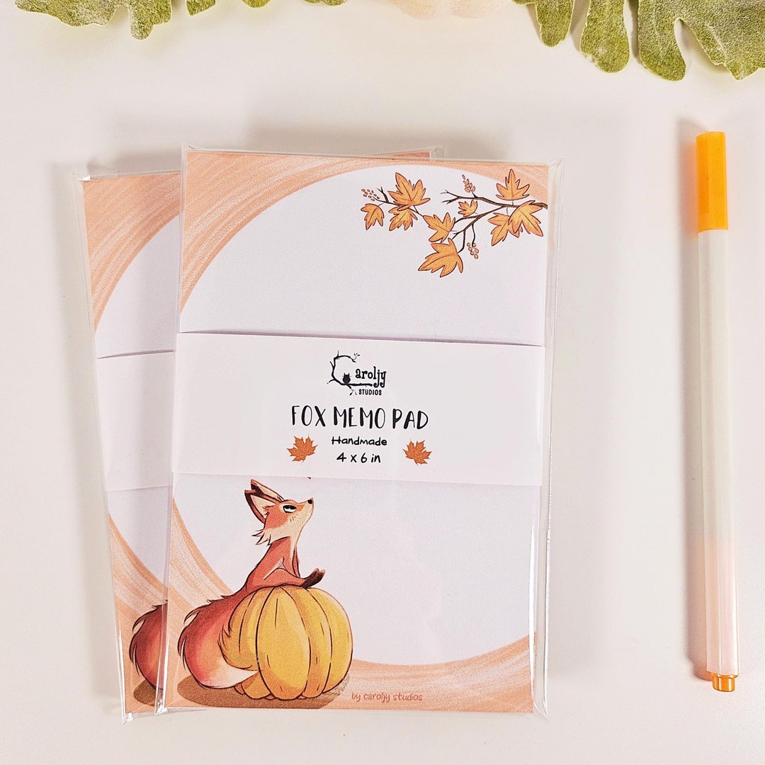 Fox Memopad Fall Notepad Kawaii Stationery Notes - Etsy