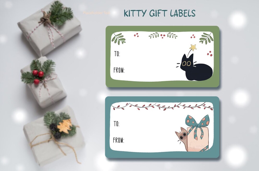 Printable Gift Labels - Cat Labels - Christmas Gift Tags - Gift Sticker ...