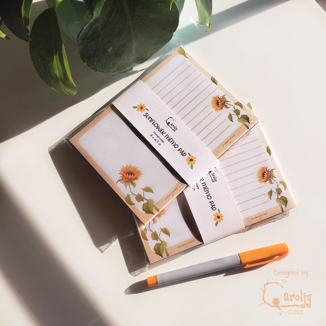 Sunflower Memo Pad Set Notepad Sunflower To-do Memo Pad Tear off Pad ...