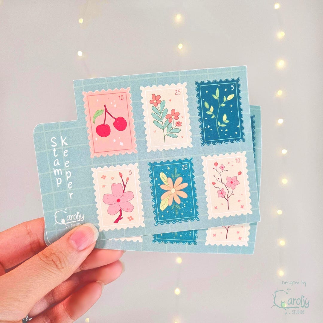 Floral Stamp Sticker Sheet: Decorative Plant Stickers for Journals - Etsy