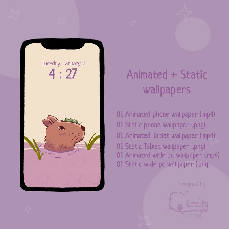 Capybara Animated Wallpaper - Animated Background - Cozy Capybara ...