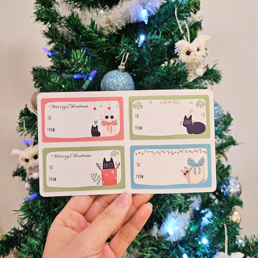 Cat Gift Tags Handmade Christmas Tags Sticker Sheet Christmas Wrapping ...
