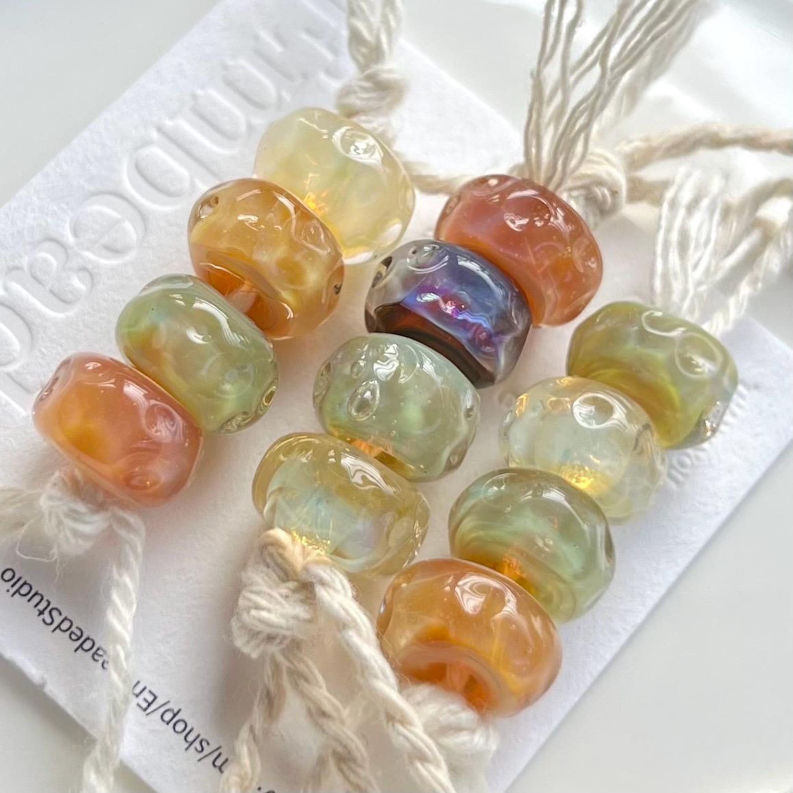 4pcs 12mm Lampwork Glass Beads Set, Handmade Unique Beads for Jewellery ...