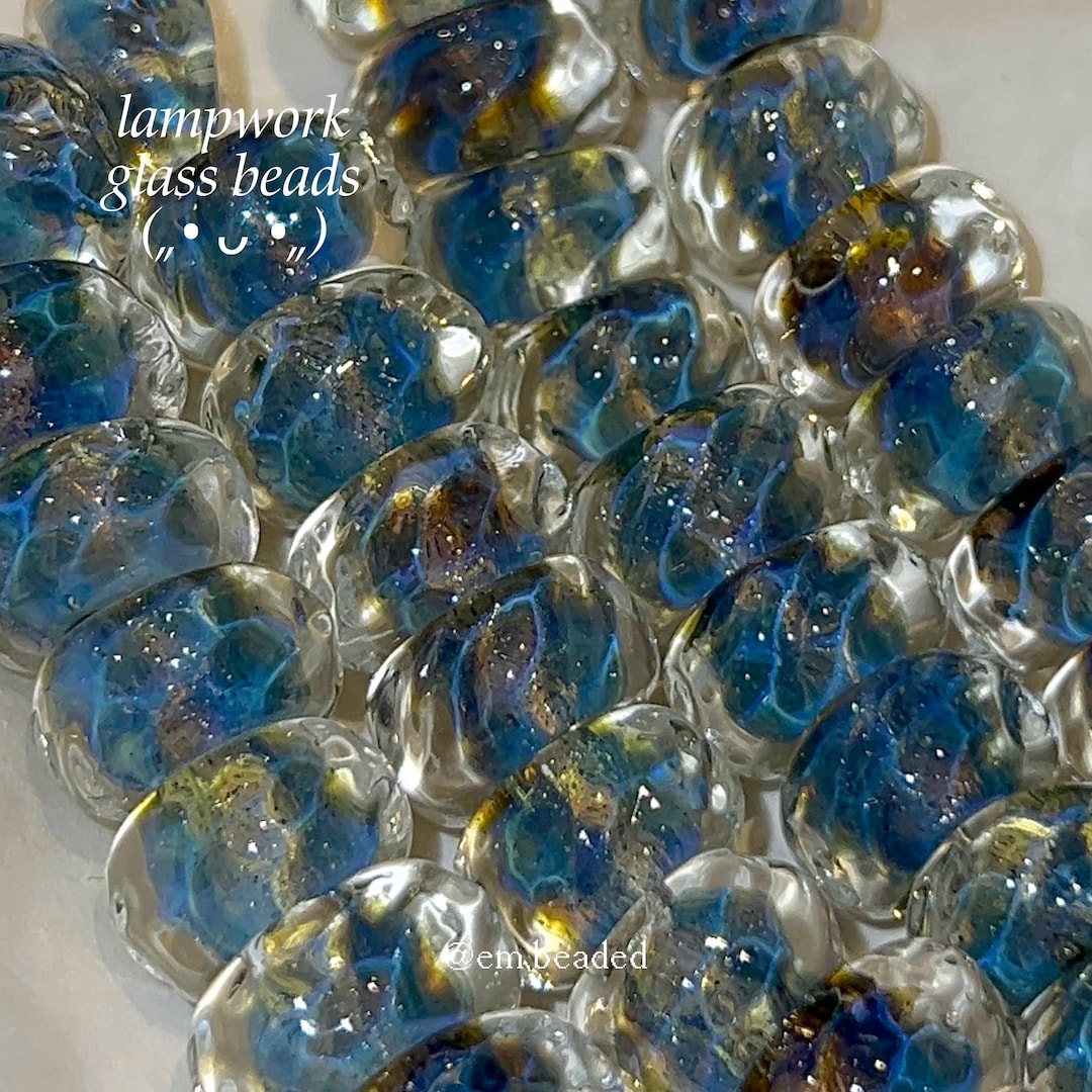 4pcs ⊹ 12mm Midnight Dichroic Lampwork Glass Beads Set, Handmade Unique ...