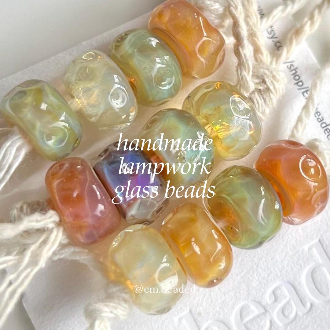 4pcs ⊹ 12mm Lampwork Glass Beads Set, Handmade Unique Beads for ...