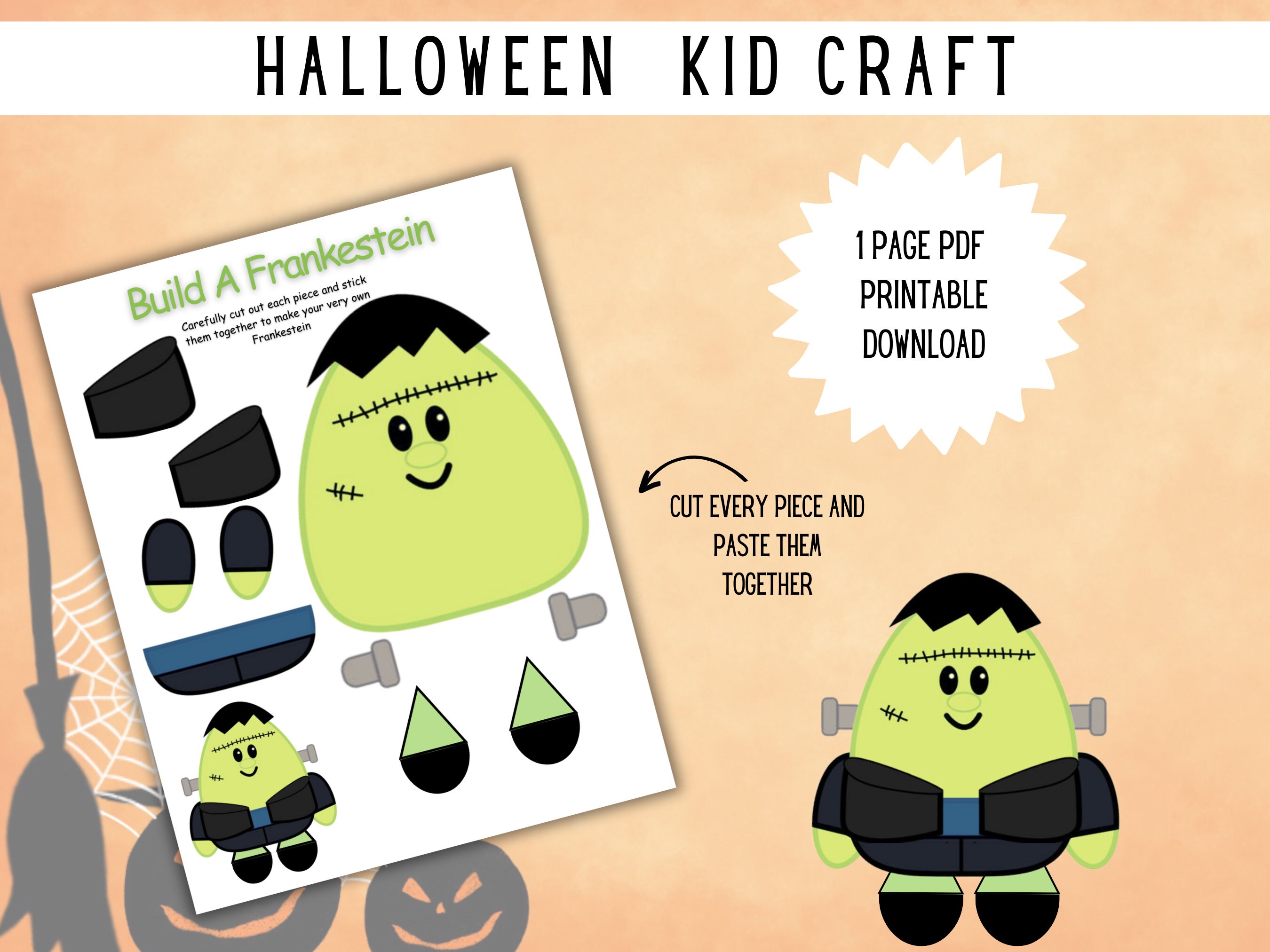 Printable Frankenstein Craft Game DIY Halloween Activity for - Etsy