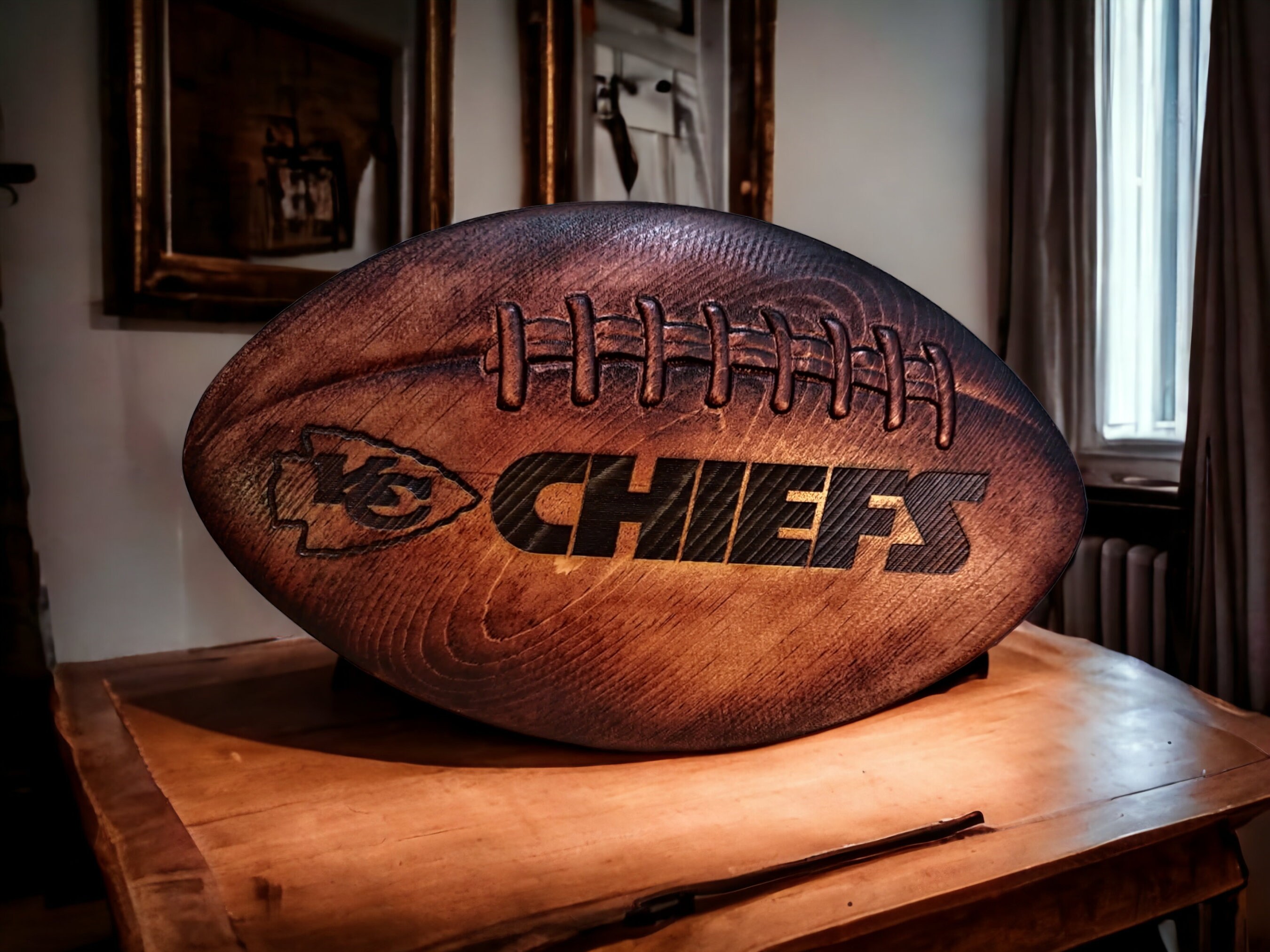 Kansas City Chiefs Hand Carved Football Plaque - Etsy
