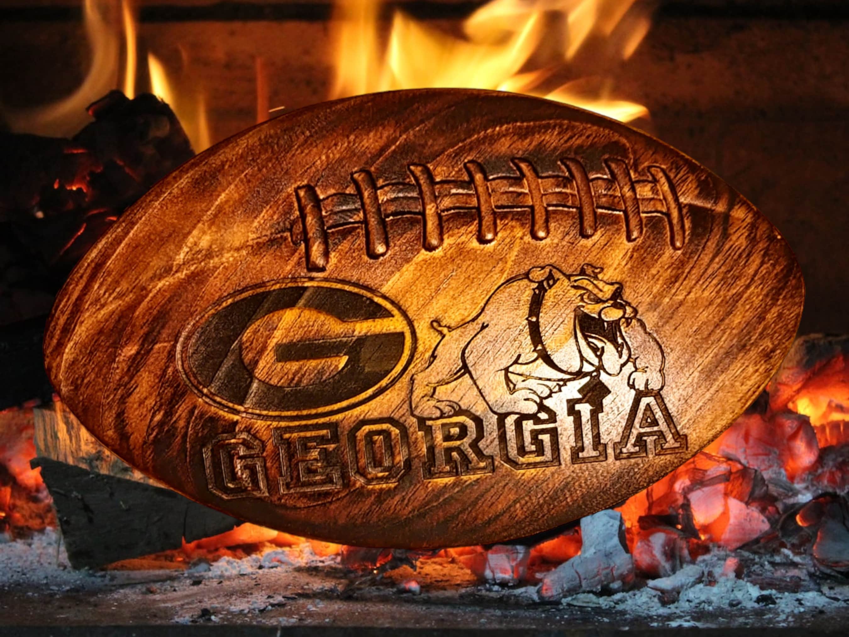 Georgia Bulldogs Hand Carved Football Plaque - Etsy