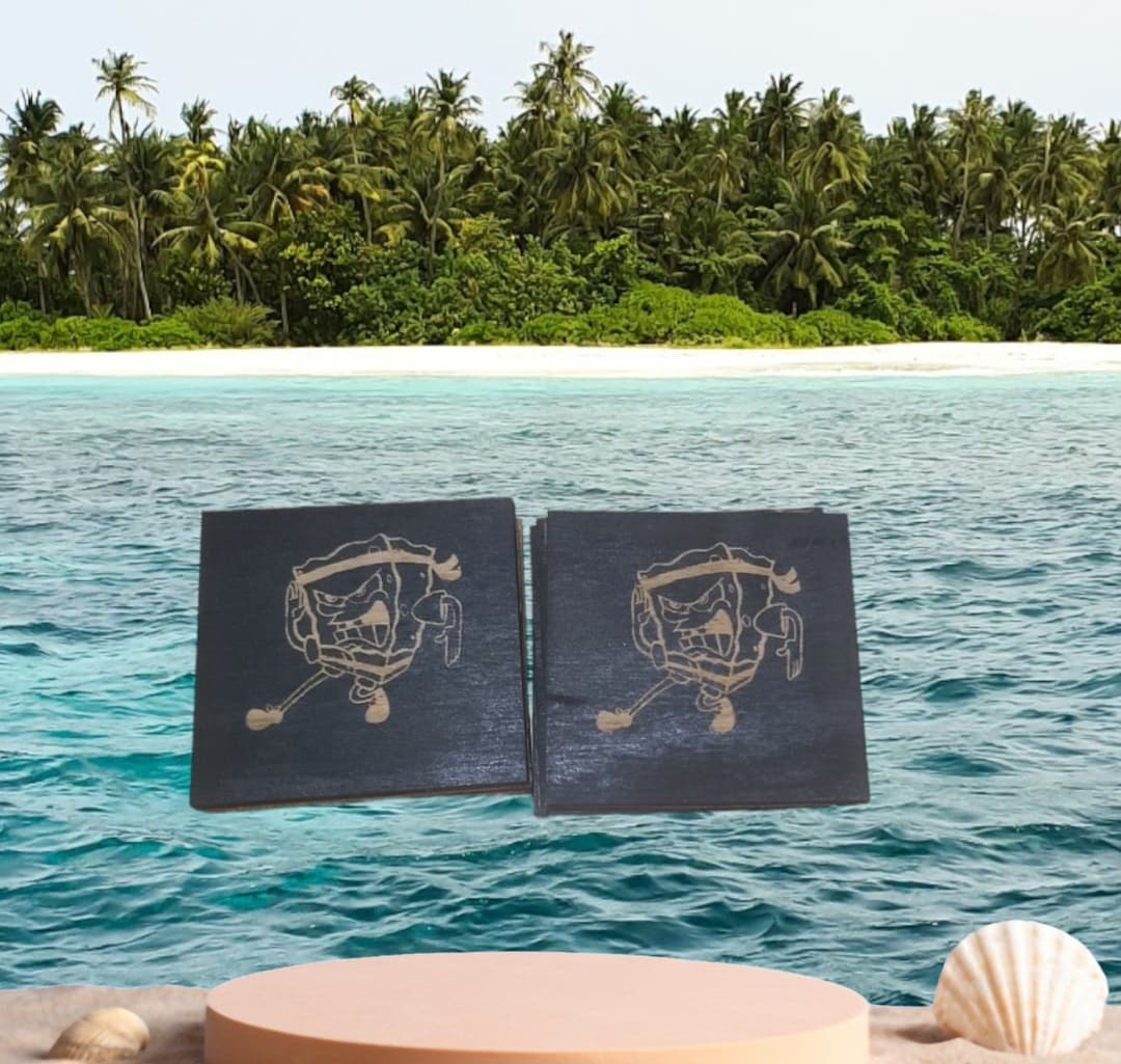 Spongebob Coasters - 5 Pc. Set - White Oak Ply With Hand Beveled Cork ...