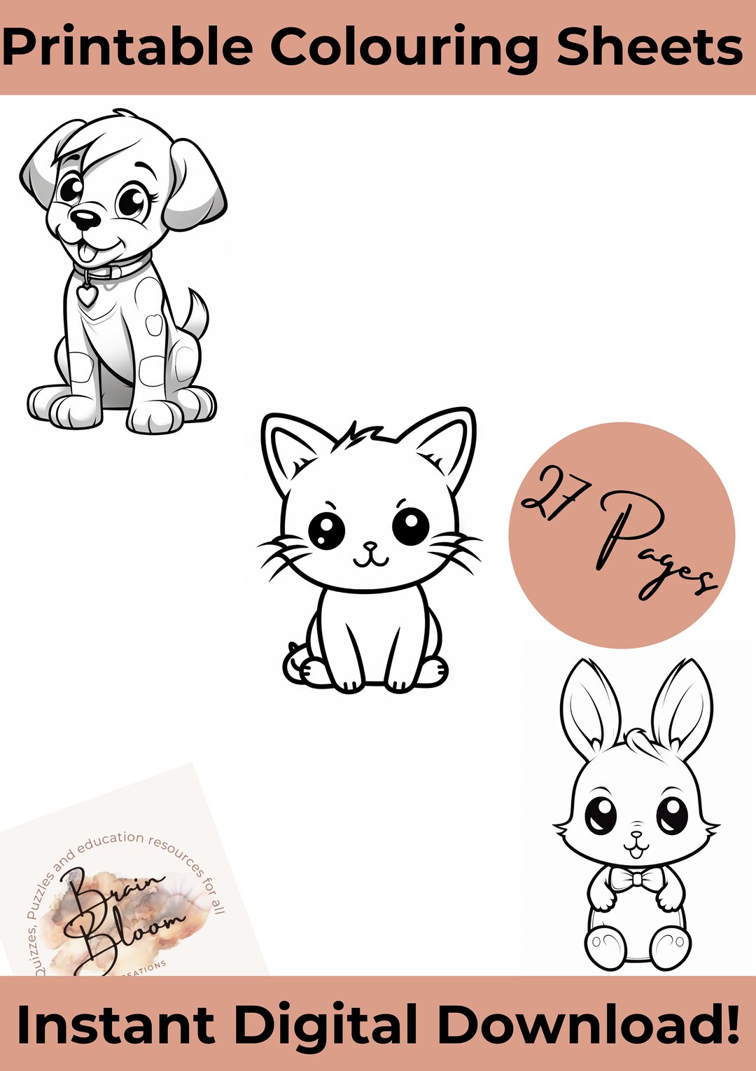 Printable Colouring Sheets- Pets Collection 1 (27 Pages) DIGITAL ...