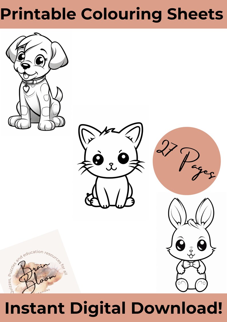 Printable Colouring Sheets- Pets Collection 1 (27 Pages) DIGITAL ...