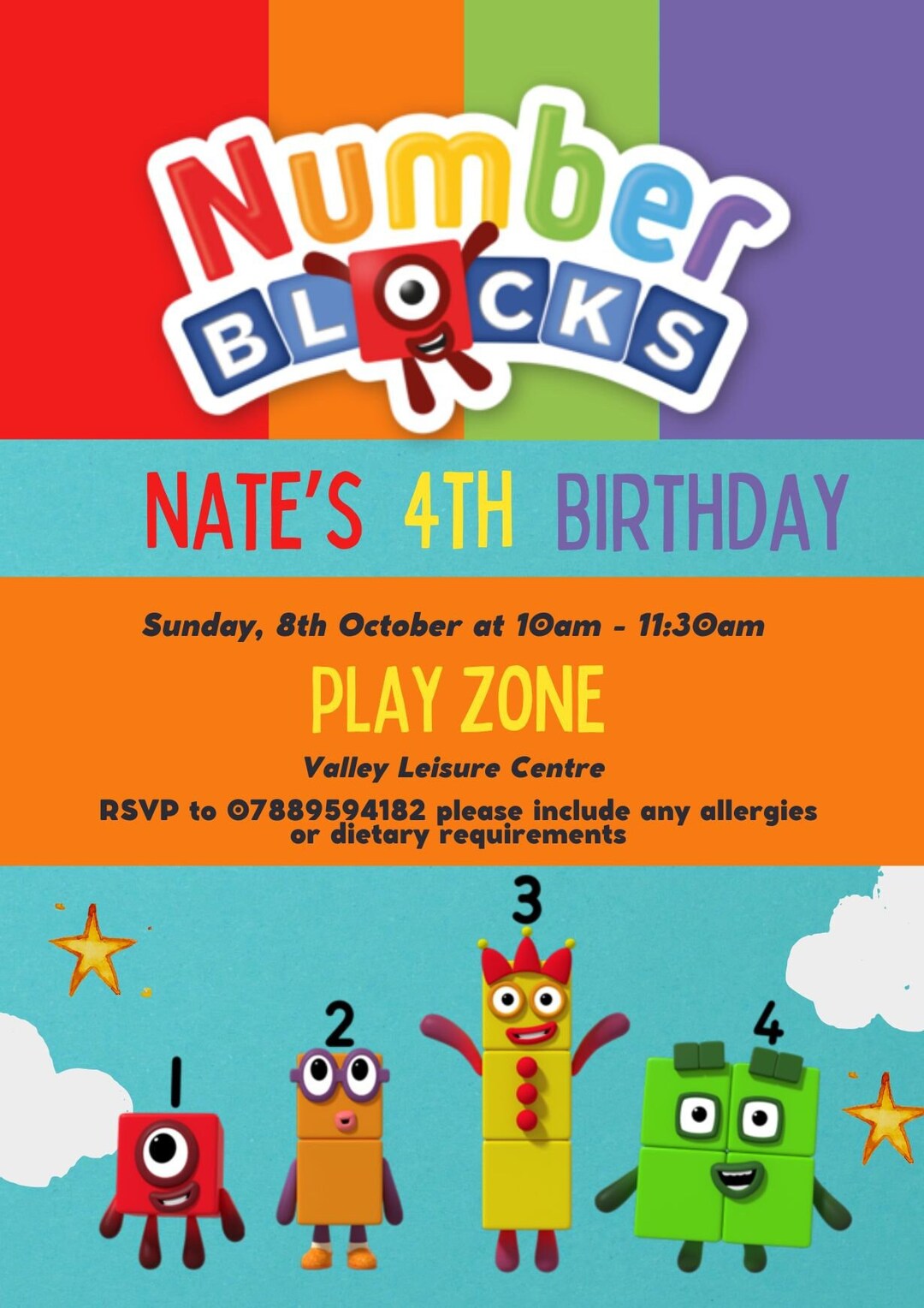 Editable Numberblocks Birthday Invitation | Numberblocks Invite ...