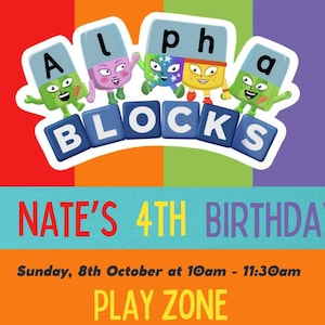 Editable Alphablocks Birthday Invitation | Alphablocks Invite ...