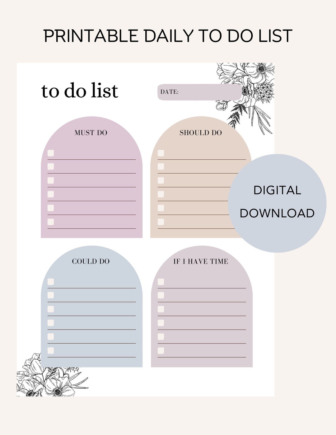 Printable Pastel Daily to Do List - Etsy