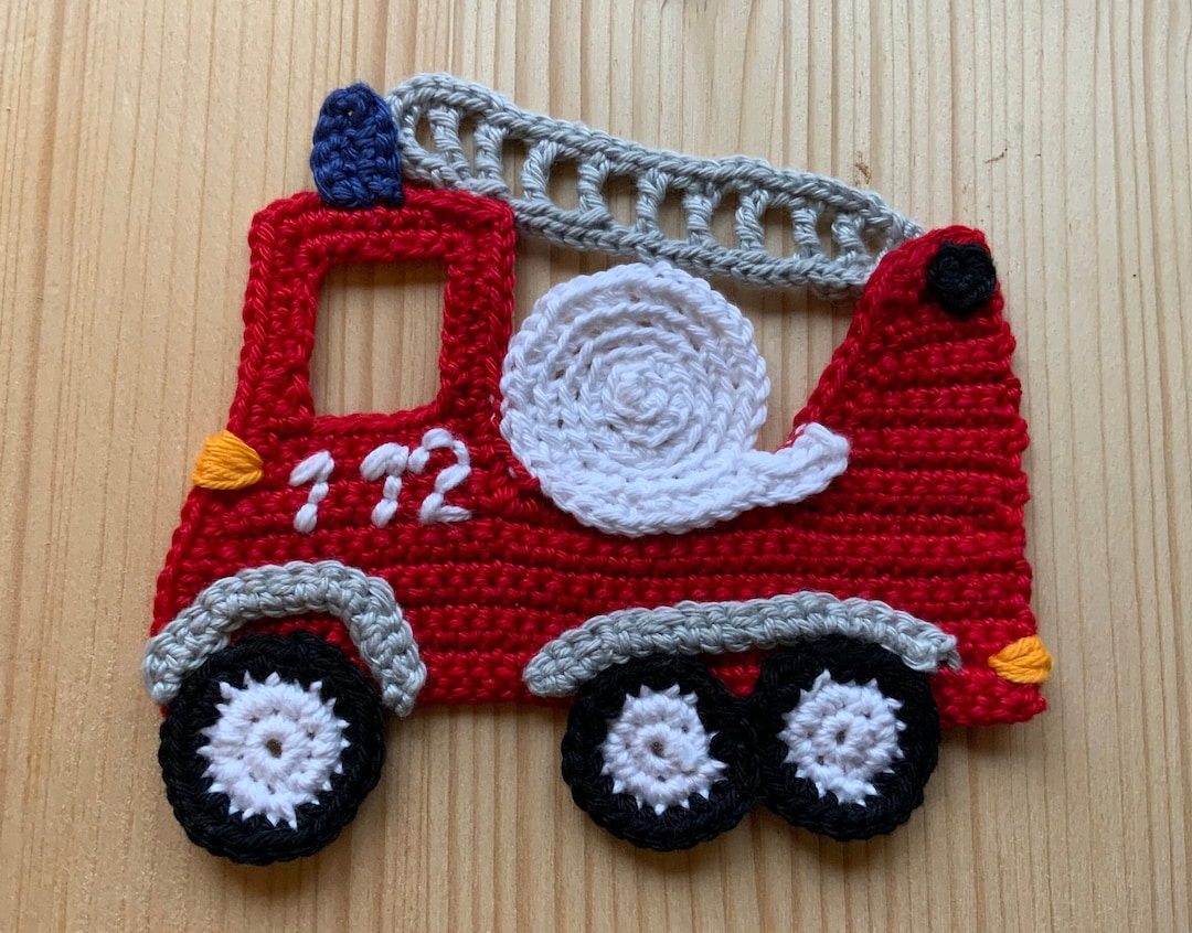 Crochet Fire Truck Applique Crochet Applique Patch - Etsy
