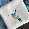 Embroidered Hummingbird Big Colorful Bird Nature Art Hoodie Crewneck ...