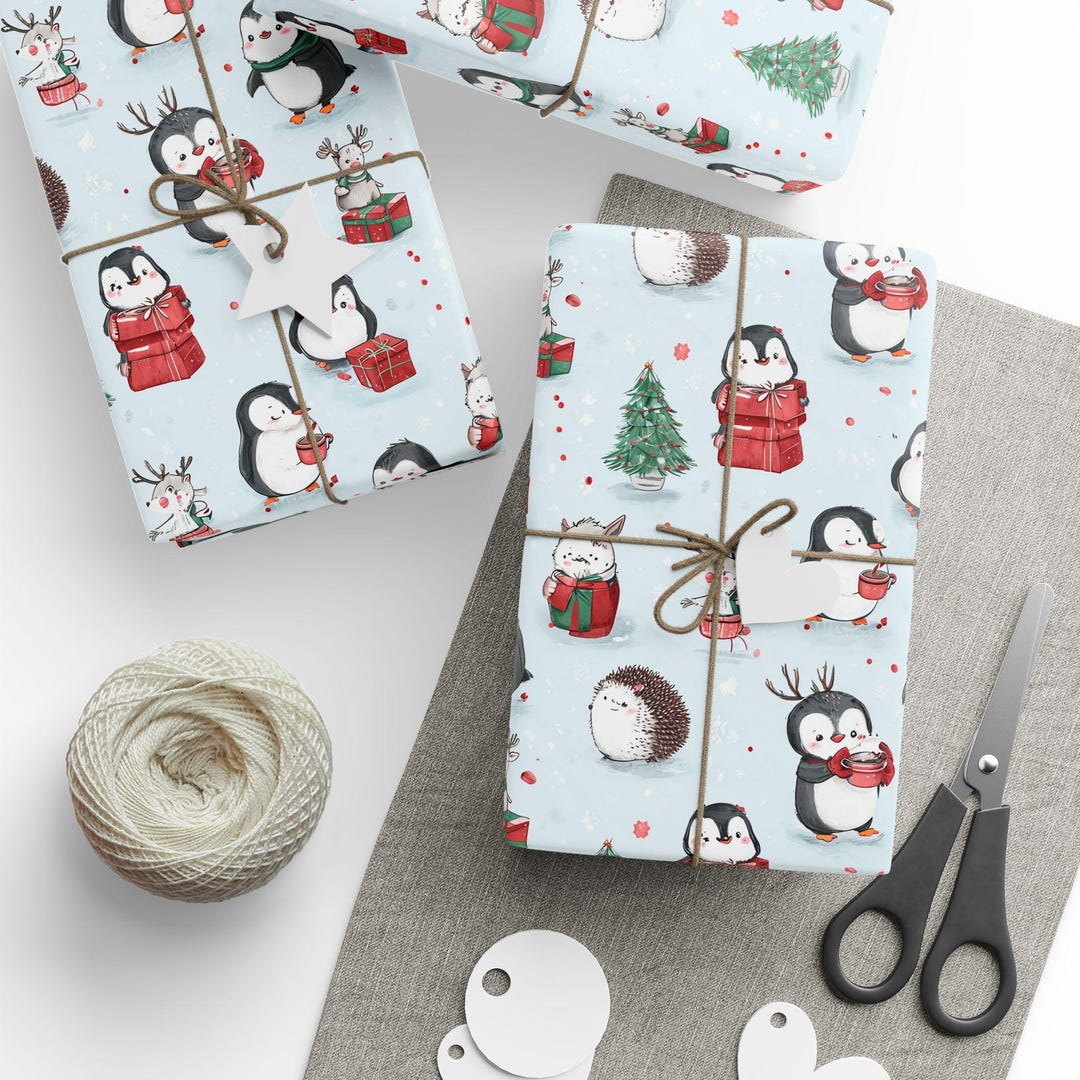 Christmas Wrapping Paper Christmas Snow Wrapping Penguine - Etsy