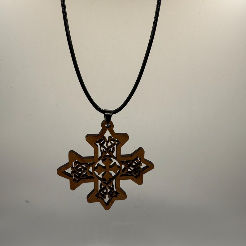 Coptic Cross Pendant Wooden Necklace (2" X 2") - Etsy