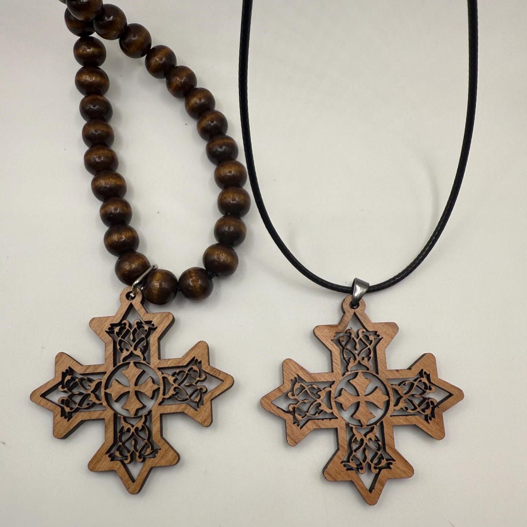 Coptic Cross Pendant Wooden Necklace (2" X 2") - Etsy