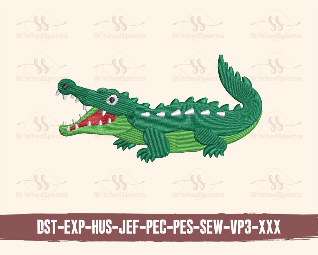 Alligator Embroidery Design, Wildlife Animal Digital Design, Cute ...