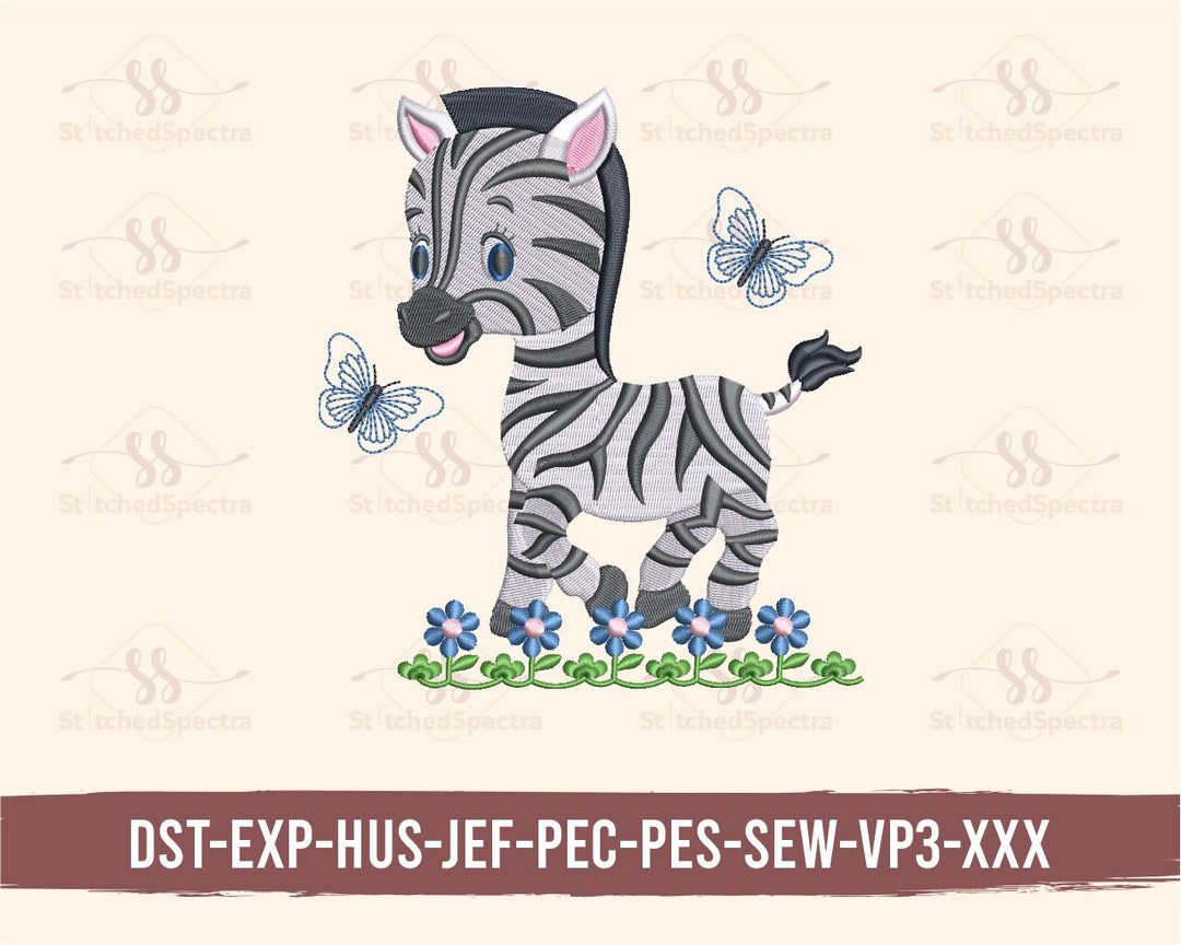 Baby Zebra Embroider Design, Animals Machine Embroidered, Digital ...