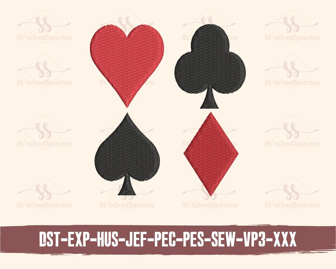 Card Suits Embroidery Design, Cards Logo Digital Design, Club Heart ...