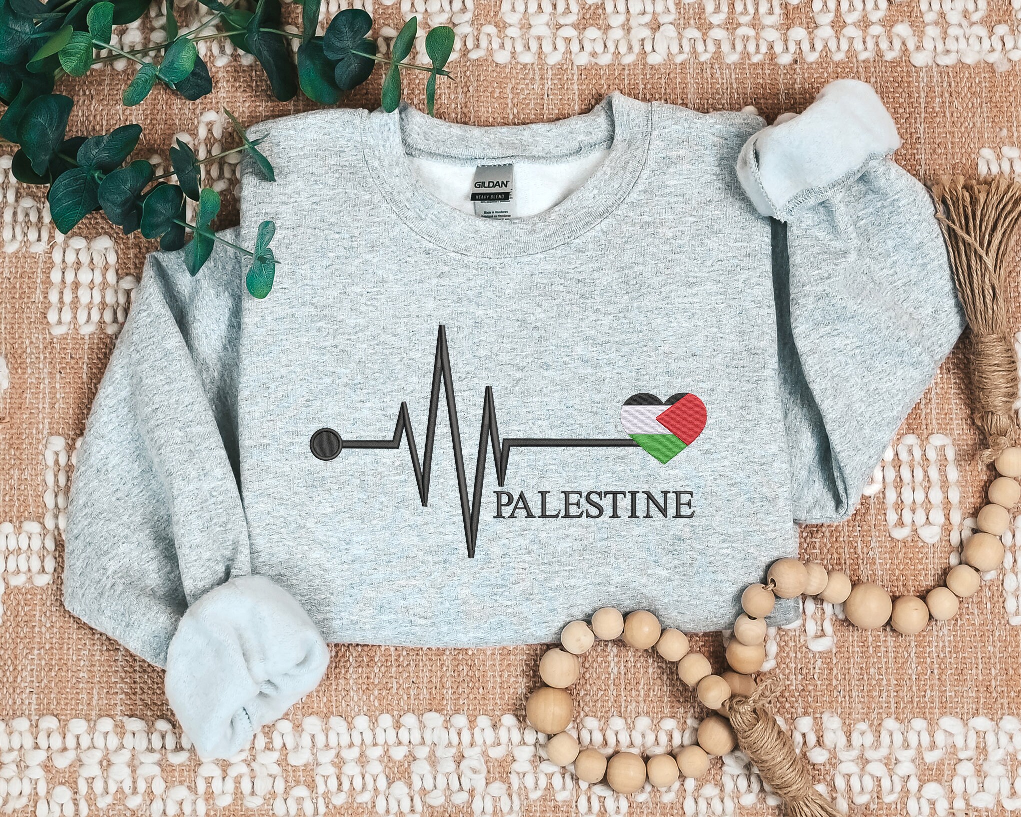 Palestine Heartline Design Machine Embroidery File, Palestine Flag ...