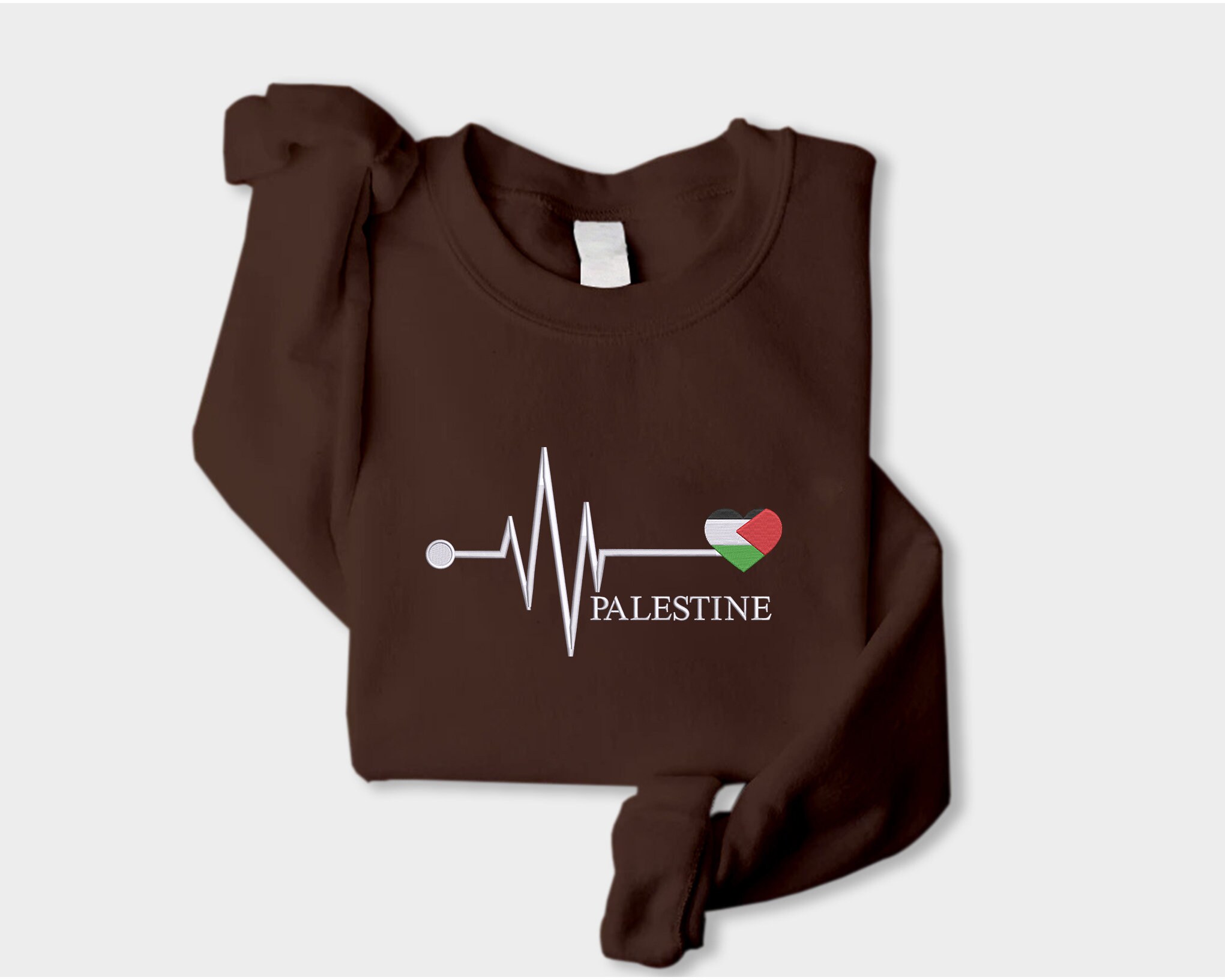 Palestine Heartline Design Machine Embroidery File, Palestine Flag ...