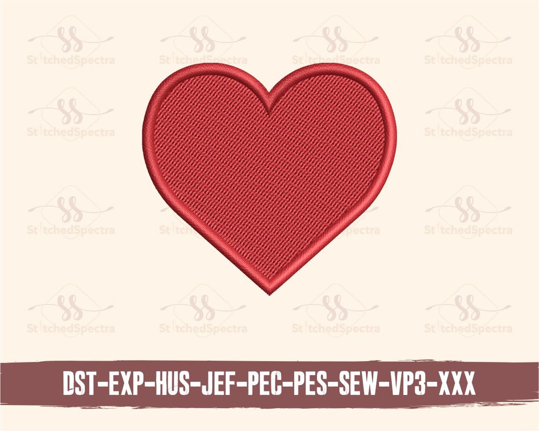 Valentine Heart Embroidery Design, Mini Red Heart Machine Embroidery ...
