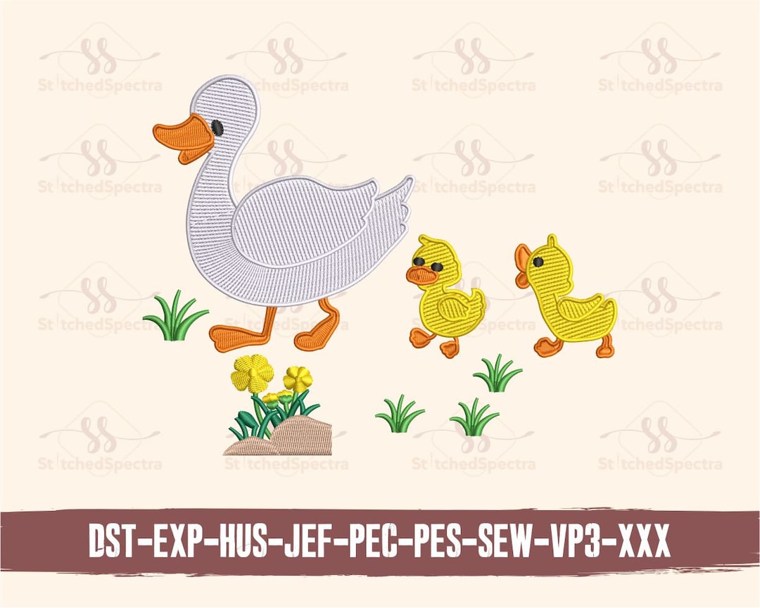 Ducks Embroider Design, Cute Duck Family Machine Embroidery, Instant ...