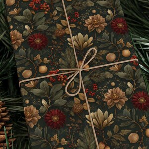 Botanical Wrapping Paper: Elegant Floral Gift Wrap, Earth Tones - Etsy
