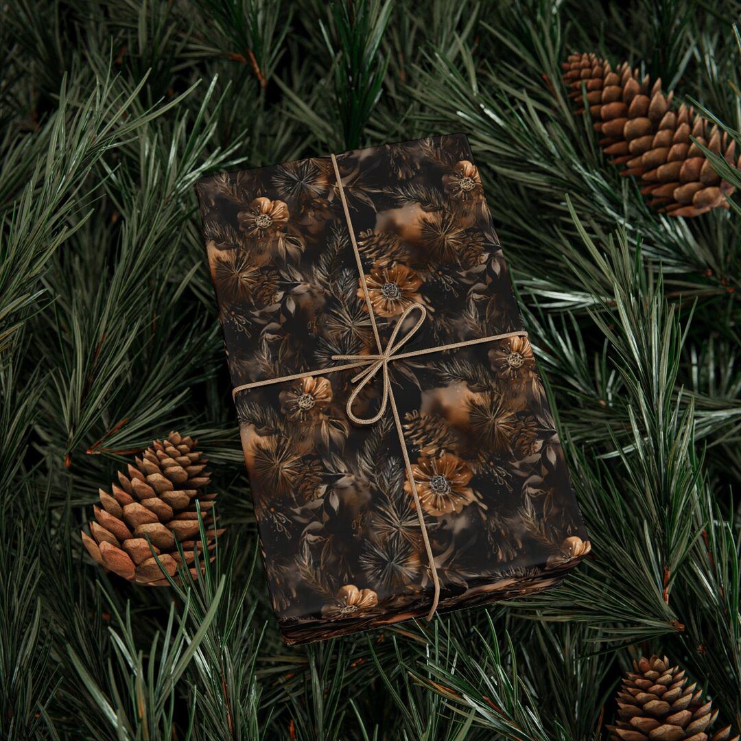 Masculine Wrapping Paper Luxe Gift Wrap Floral Art Deco Style Black ...