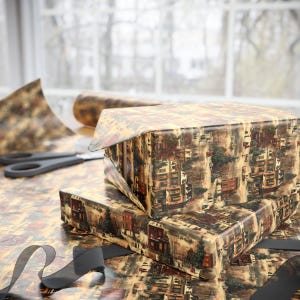 Victorian Winter Scene Wrapping Paper Christmas Gift Wrap Vintage ...