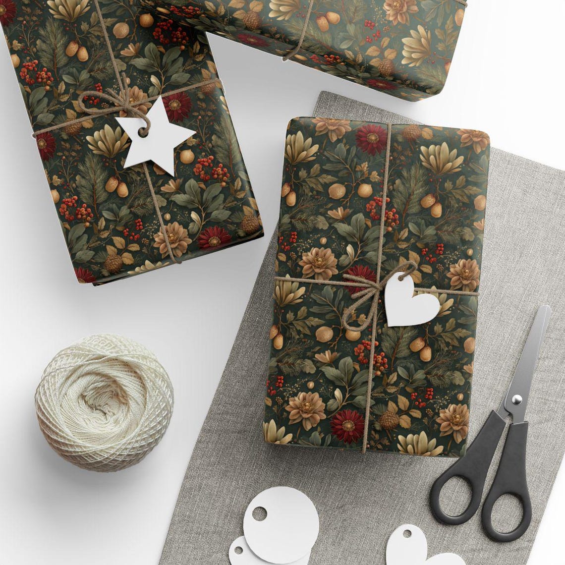 Botanical Wrapping Paper: Elegant Floral Gift Wrap, Earth Tones - Etsy