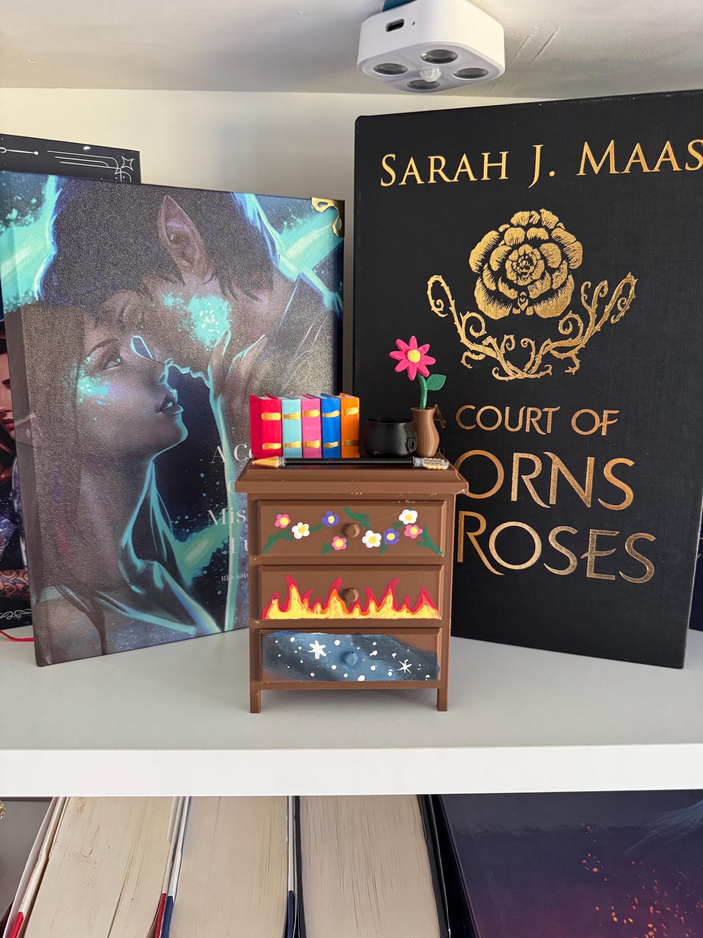 Hand Paintwd ACOTAR Dresser With Mini Books, Cauldron, Flower, and Ash ...