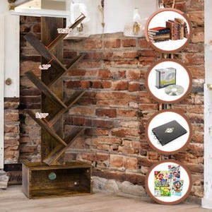 Tree Bookshelf 6 Shelf Retro Floor Standing Bookcase - Etsy