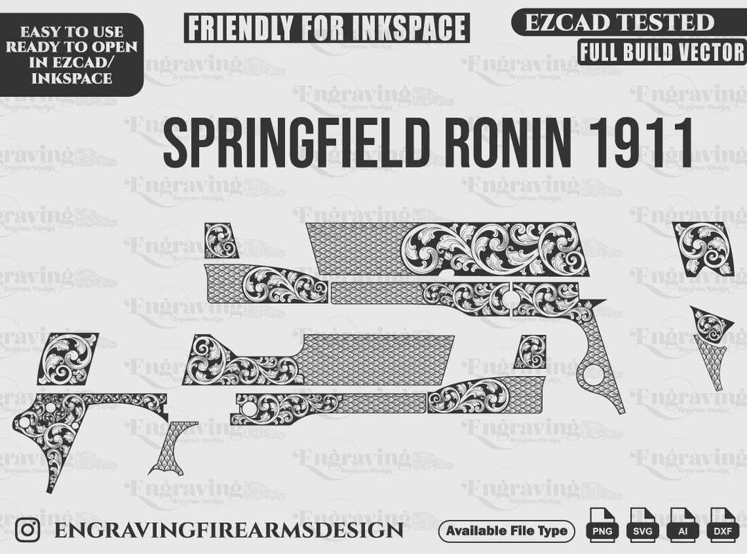 Springfield1911 Ronin Pattern&scroll Svg,lasercut,laserengraving ...