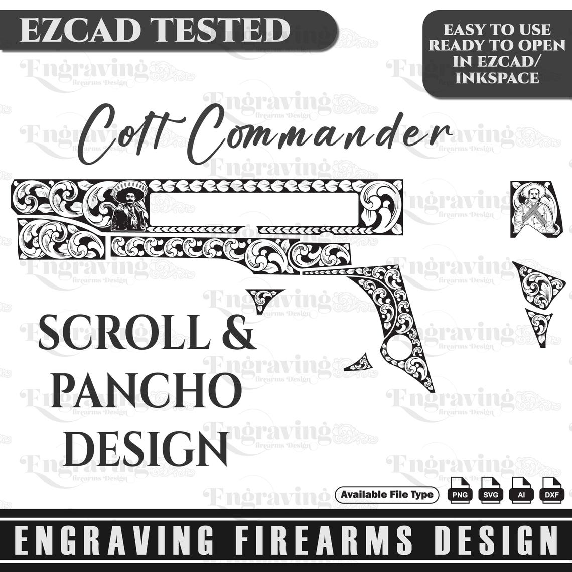 Colt Commander Pancho Villa Design Svg,laserart,laserdesign,engraving ...