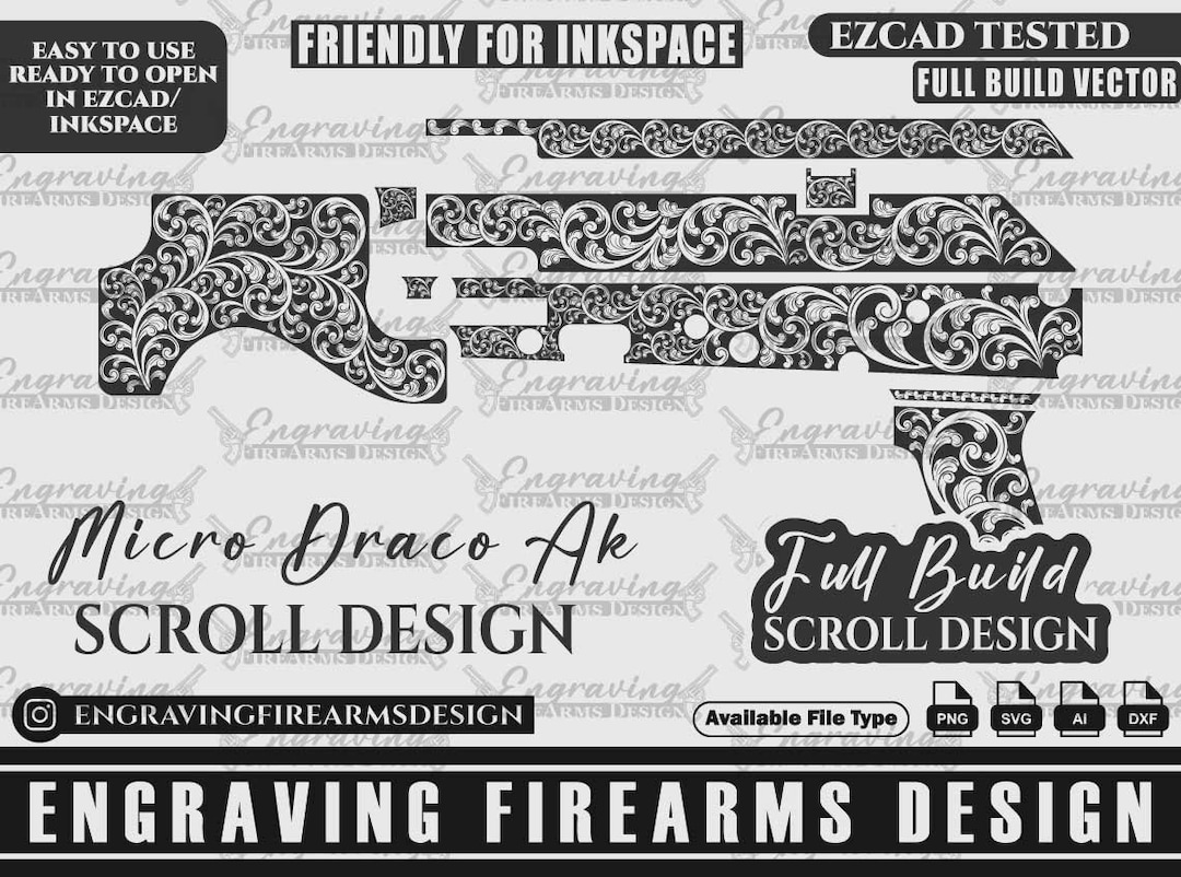 Engraving Firearms Design Micro Draco Ak Scroll Design - Etsy