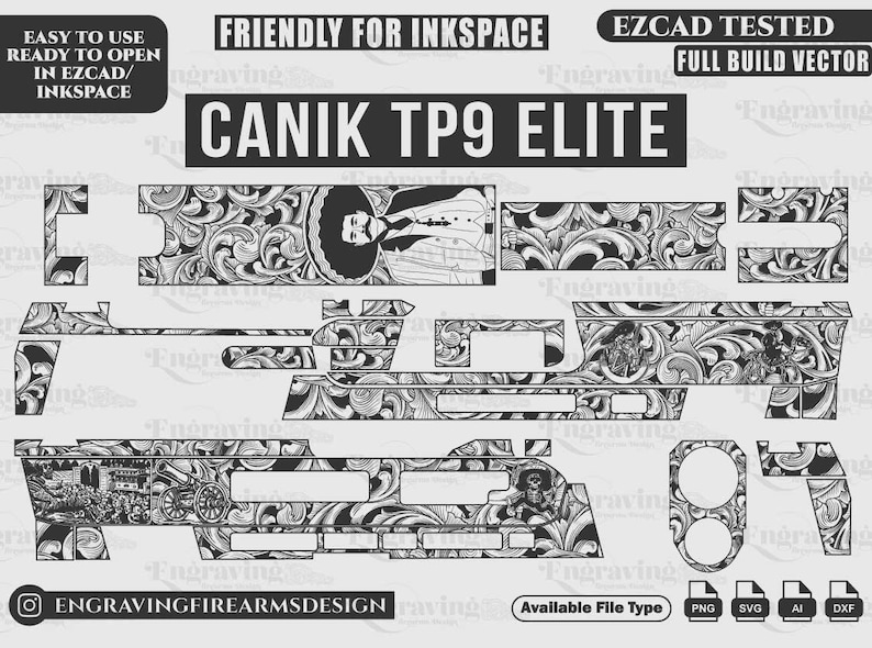 Canik TP9 Elite Scroll Design Svg,lasercut,laserengraving,fiberlaser ...