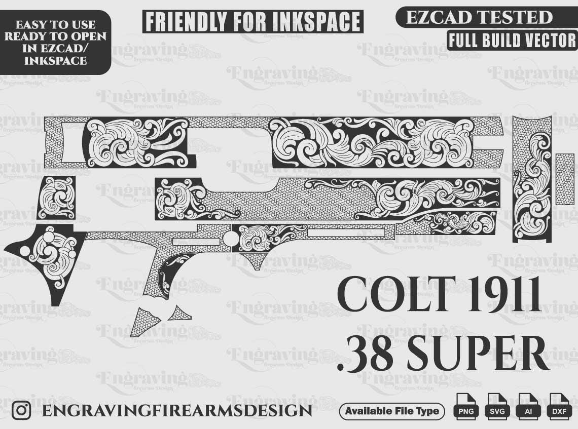 Colt1911 38 Super Scroll Design Svg,lasercut,laserengraving,fiberlaser ...
