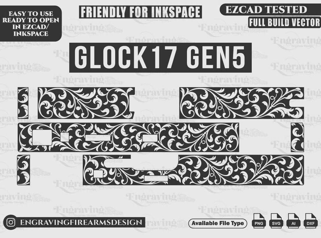 Glock17 Gen5 Scroll Work Design Svg,lasercut,laserengraving,fiberlaser ...